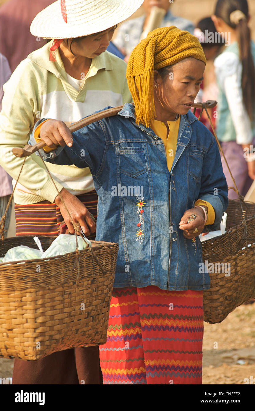 Burmese woman at Naung Mon market, Lashio, Burma. Myanmar Stock Photo ...