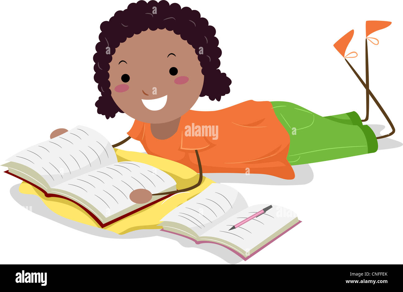 Illustration of a Girl Taking Down Notes Stock Photo - Alamy