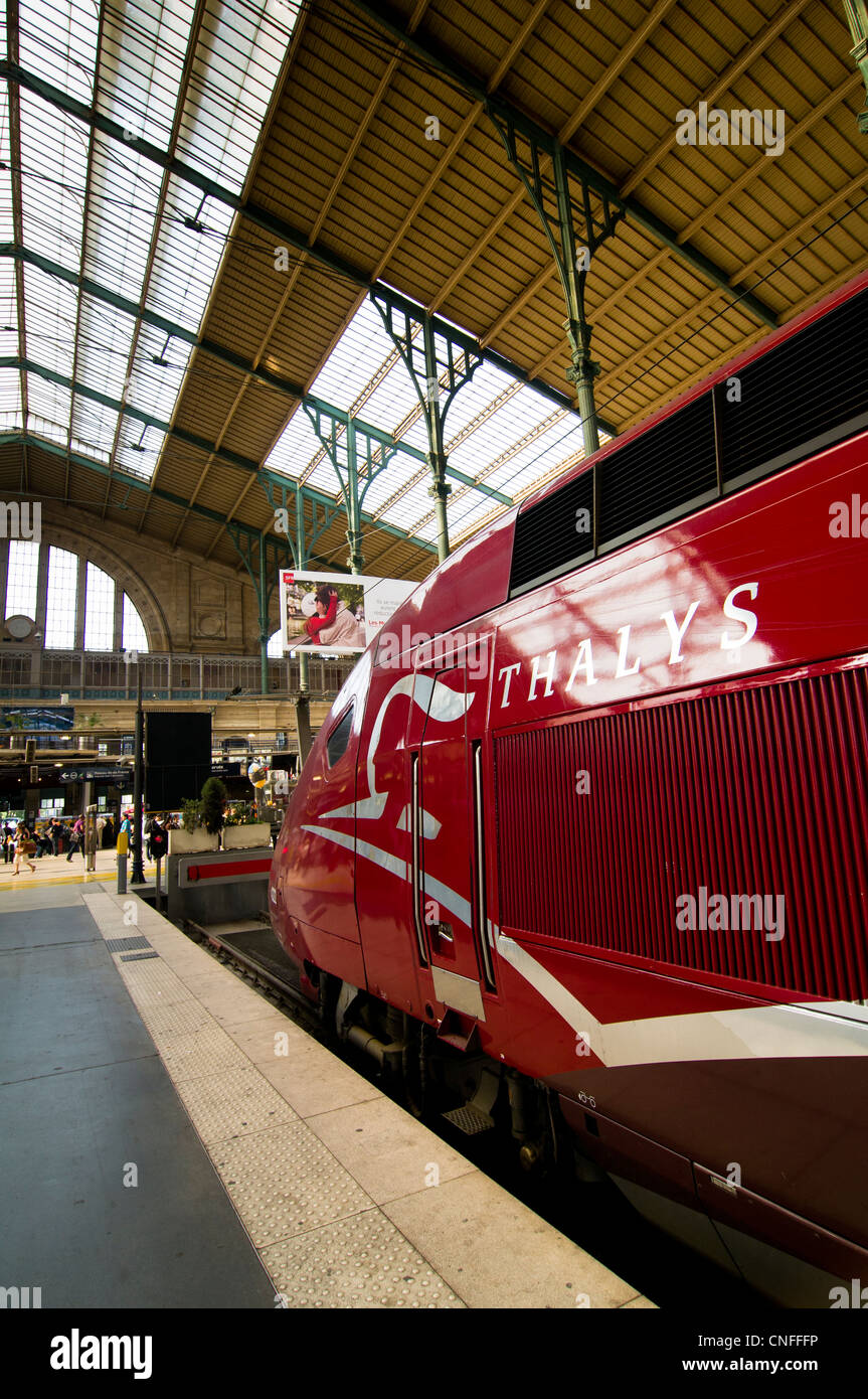 A high speed Thalys train at Gare du Nord station, Paris, France Stock ...