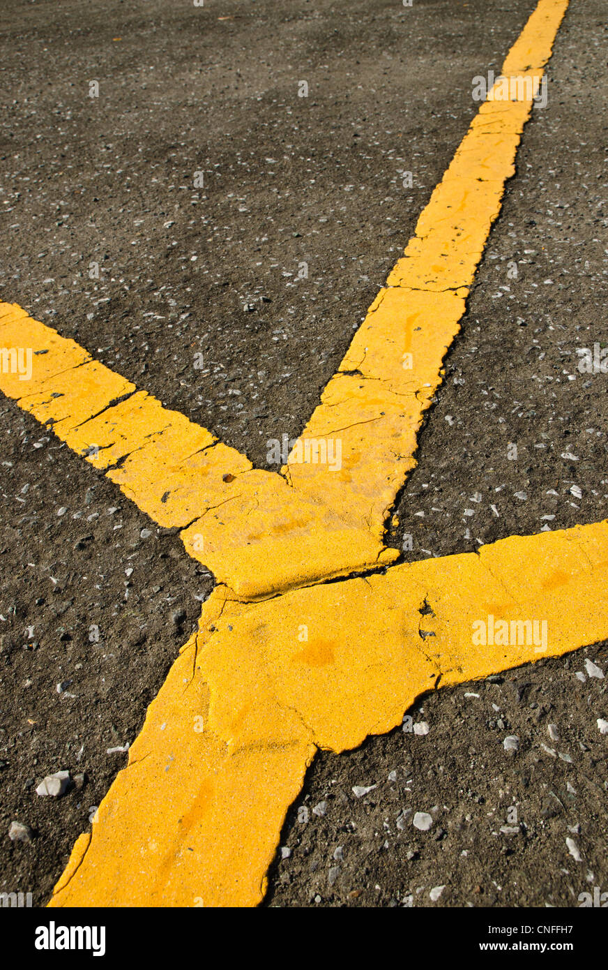 Yellow line on the road Stock Photo - Alamy