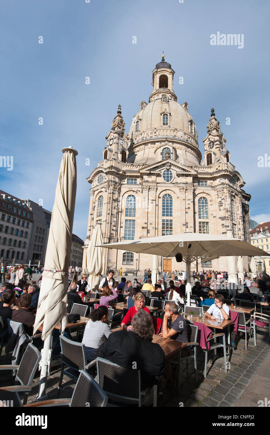 Main square with the Church of Our Lady Dresden, Germany Stock Photo ...