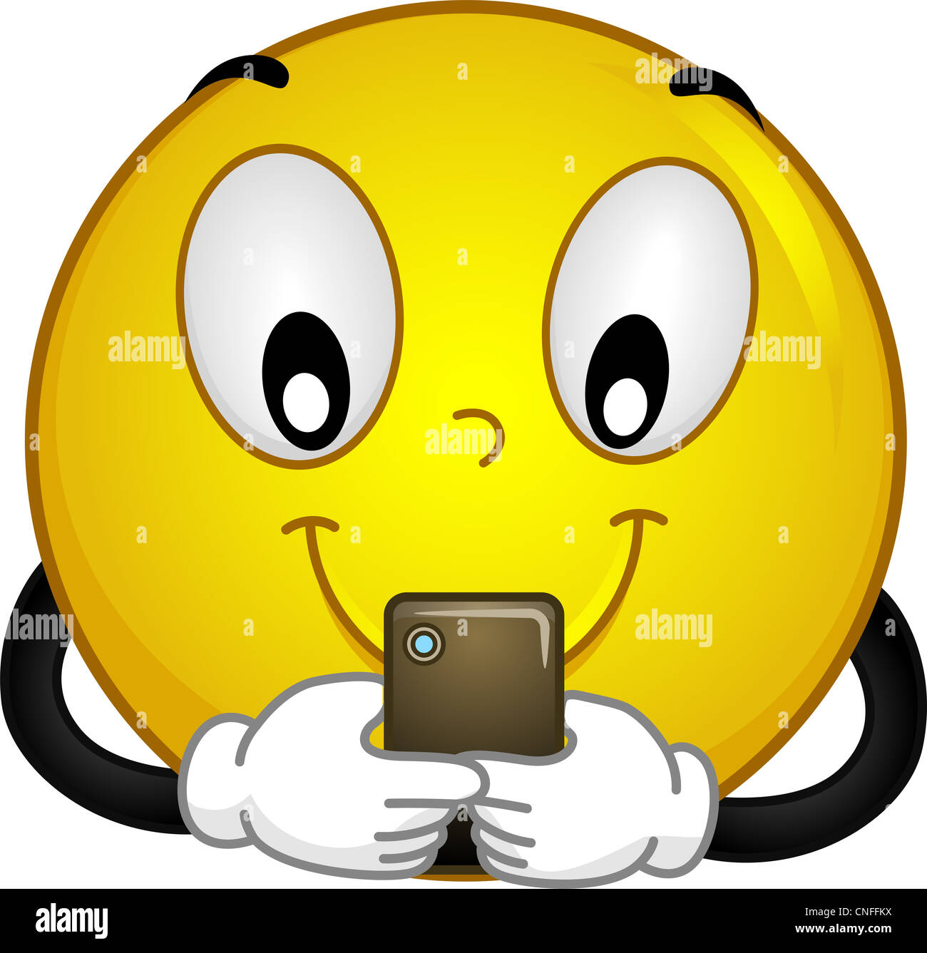 Illustration of a Smiley Using a Mobile Phone Stock Photo - Alamy
