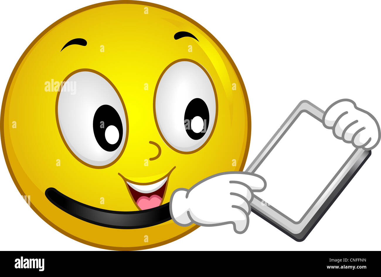 Illustration of a Smiley Using a Tablet PC Stock Photo - Alamy