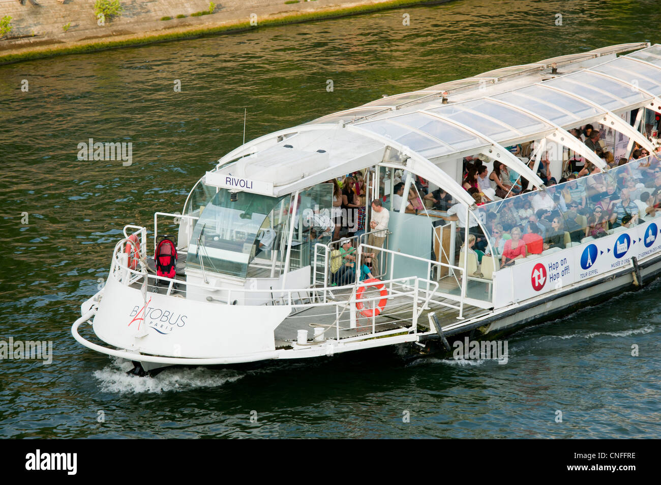 Batobus shuttle boat cruises the River Seine in Paris, France Stock ...