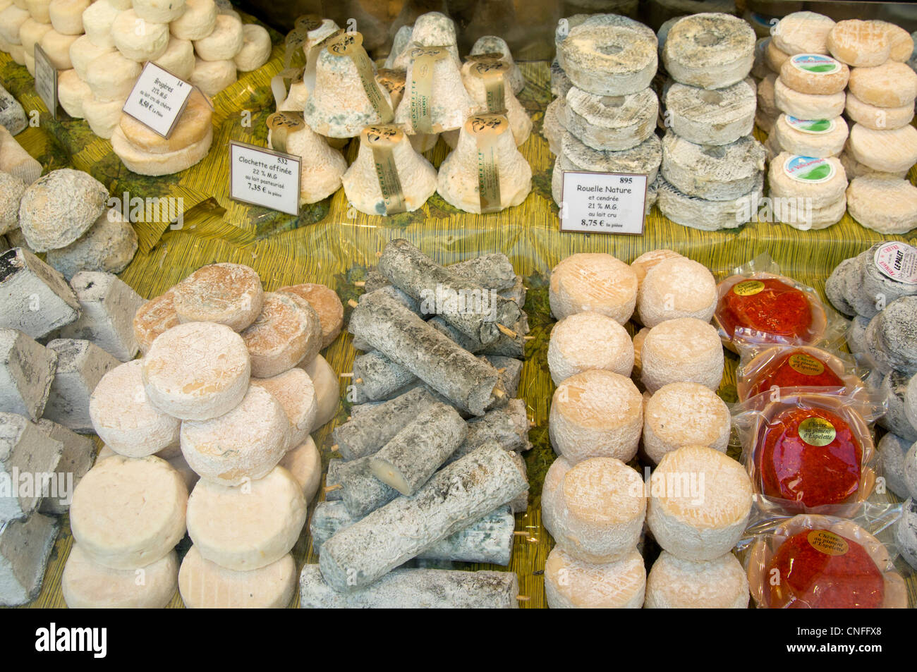 French cheese for sale at the Fromagerie on Rue Cler in Paris, France ...