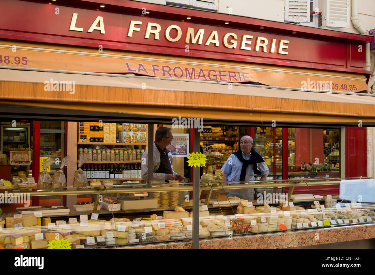French cheese for sale at the Fromagerie on Rue Cler in Paris, France ...