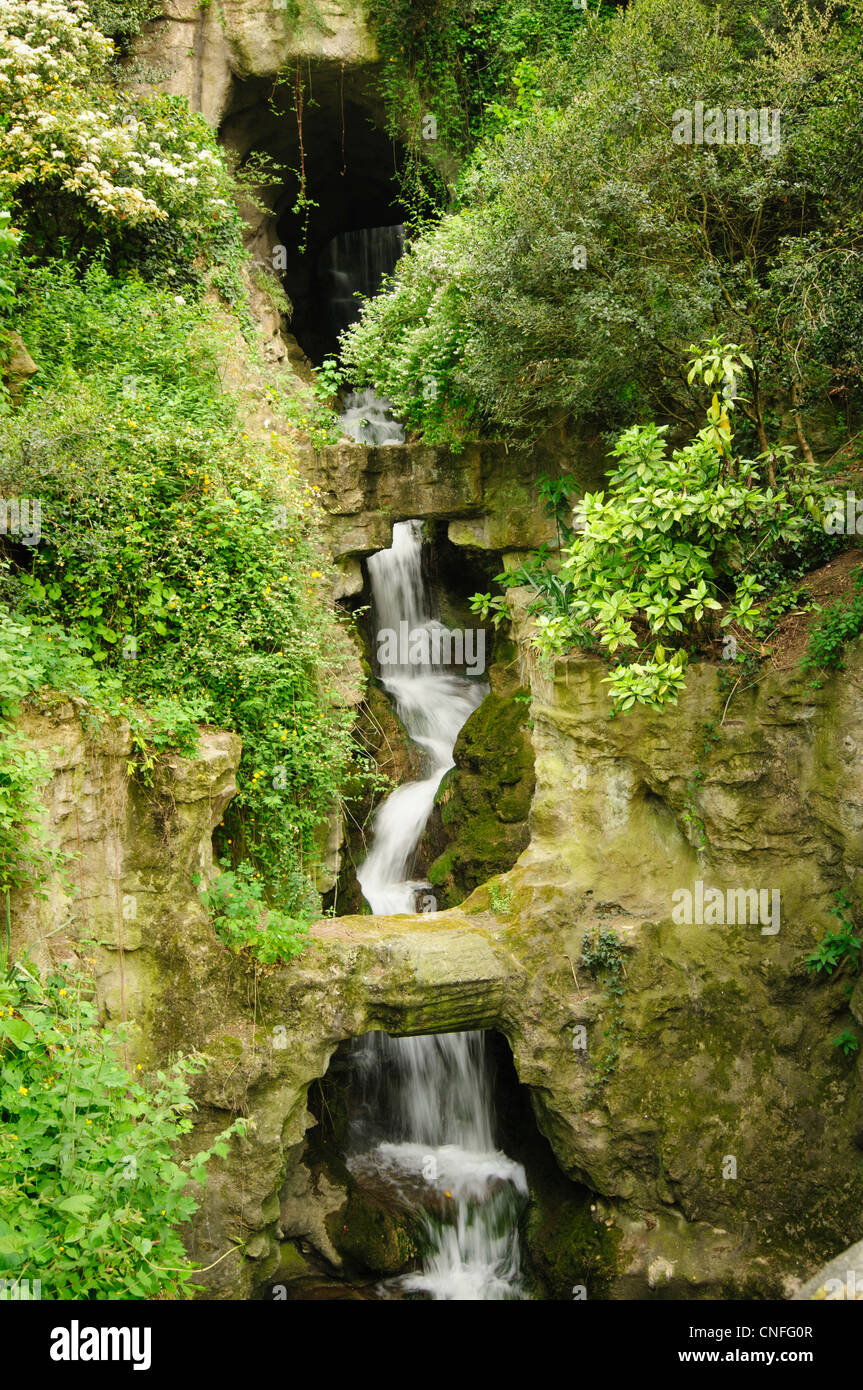 Paris In Park With Waterfall
