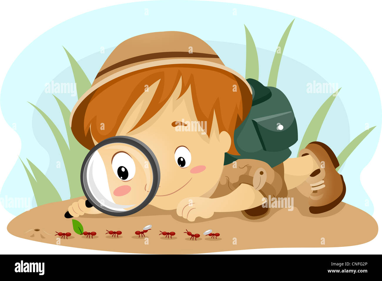 Illustration of a Kid Observing Ants Stock Photo - Alamy Illustration of a Kid Observing Ants Stock Photo - Alamy