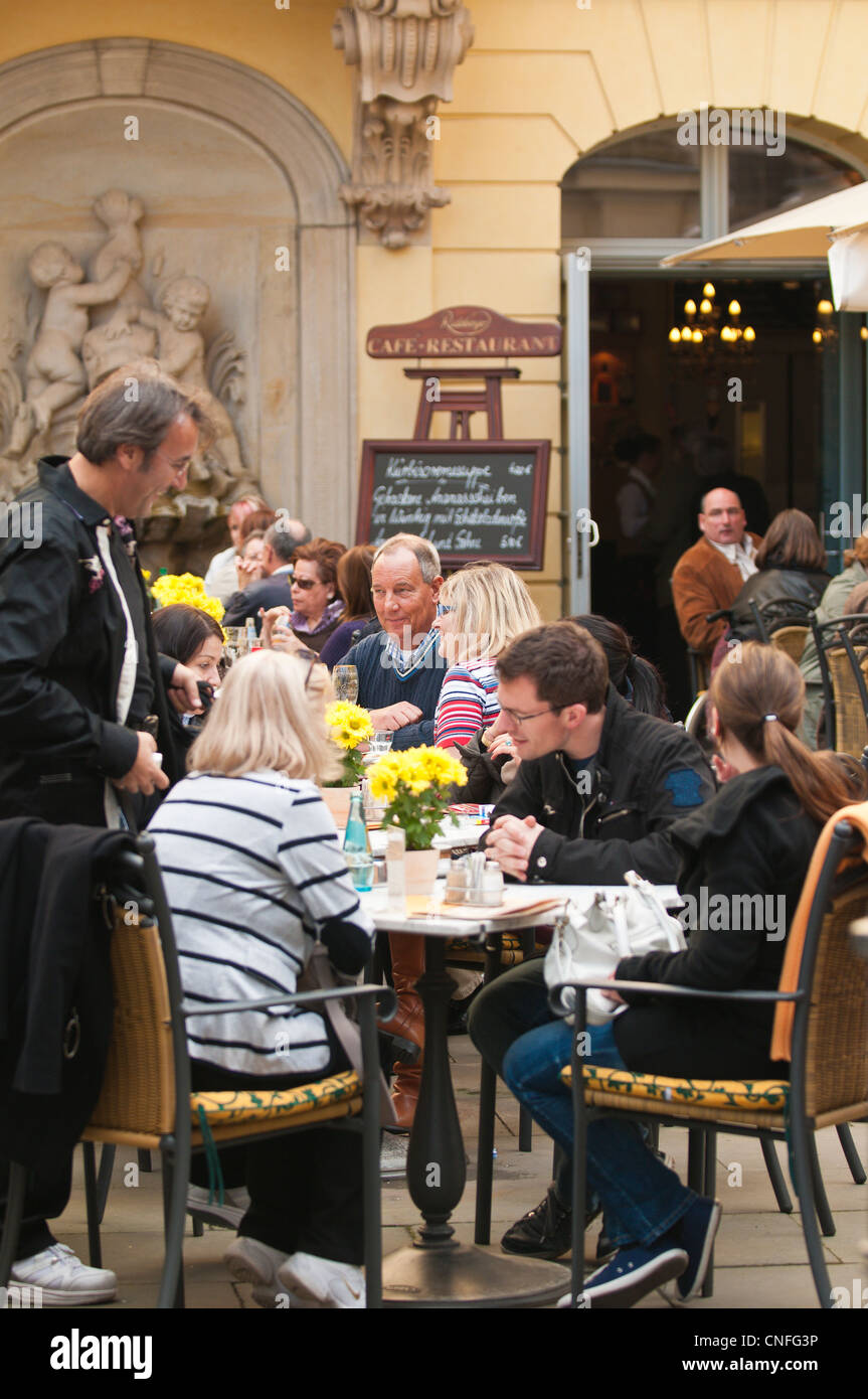Cafe in square Dresden, Germany Stock Photo - Alamy