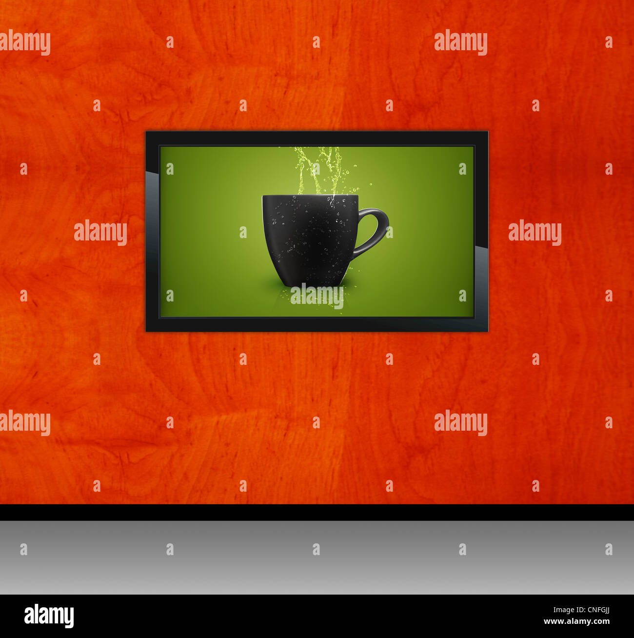 Black LCD tv screen hanging on a wall Stock Photo - Alamy