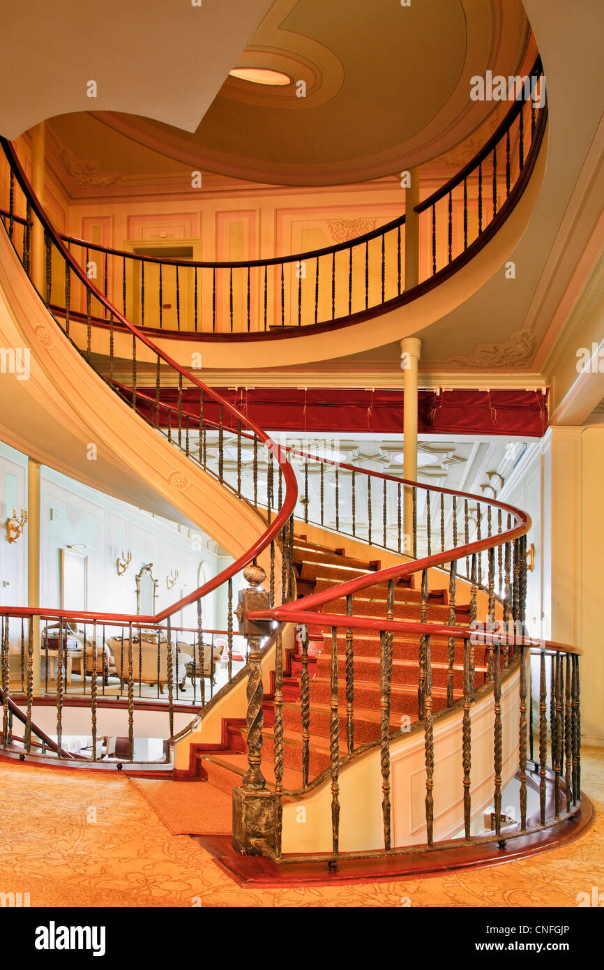 sweeping spiral staircase at Bosphorus Palace Istanbul leading to ...