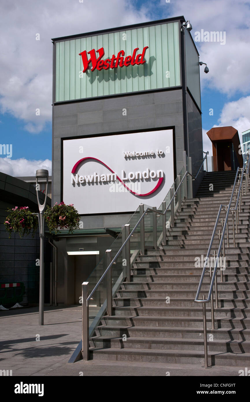 LONDON, UK - APRIL 15, 2012: Westfield and Welcome to Newham Sign by ...