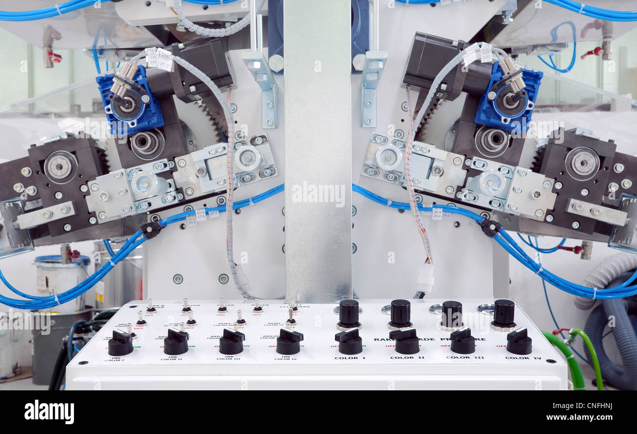 Parts and details of a printing machine Stock Photo - Alamy