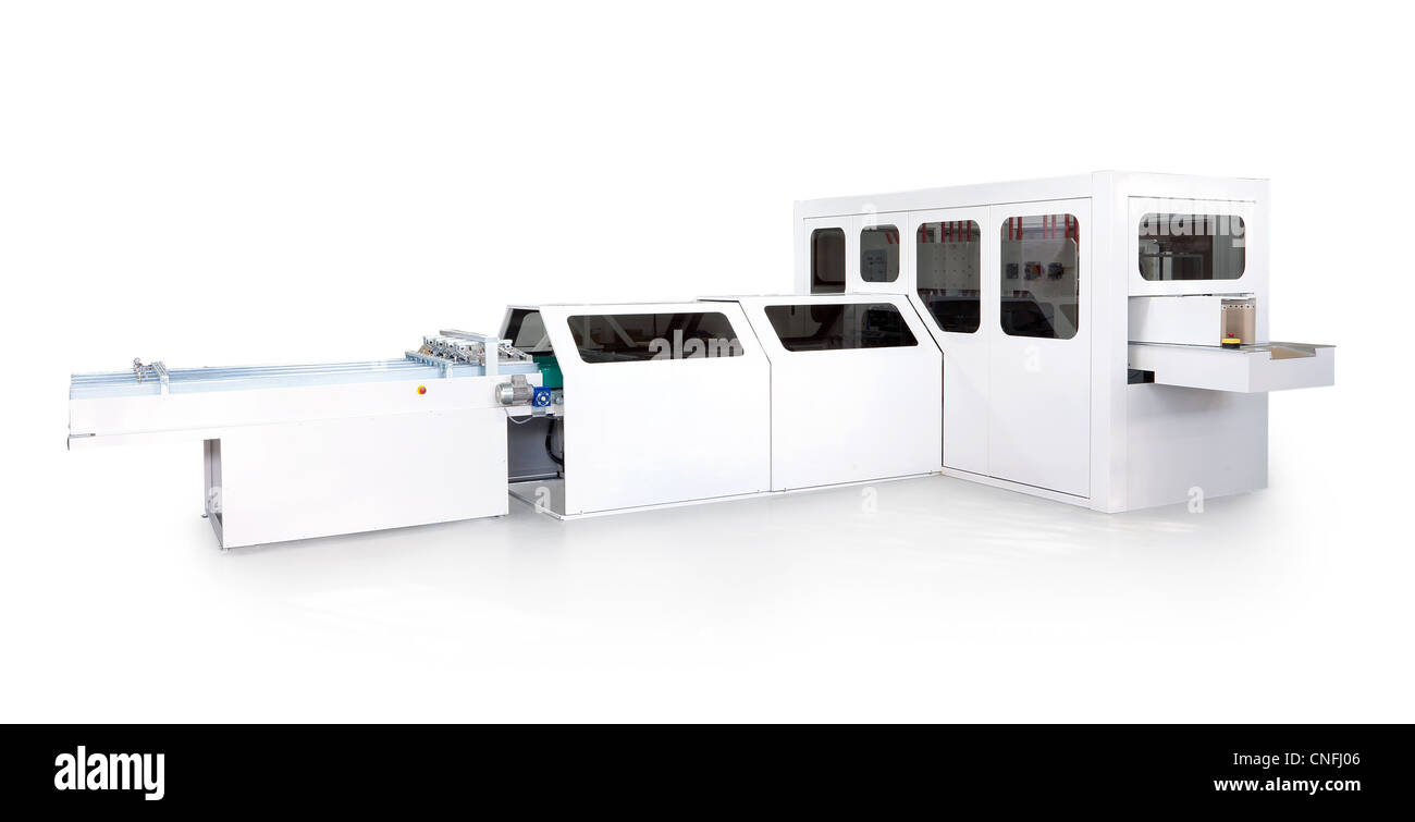 Modern packaging machine isolated on white background Stock Photo - Alamy