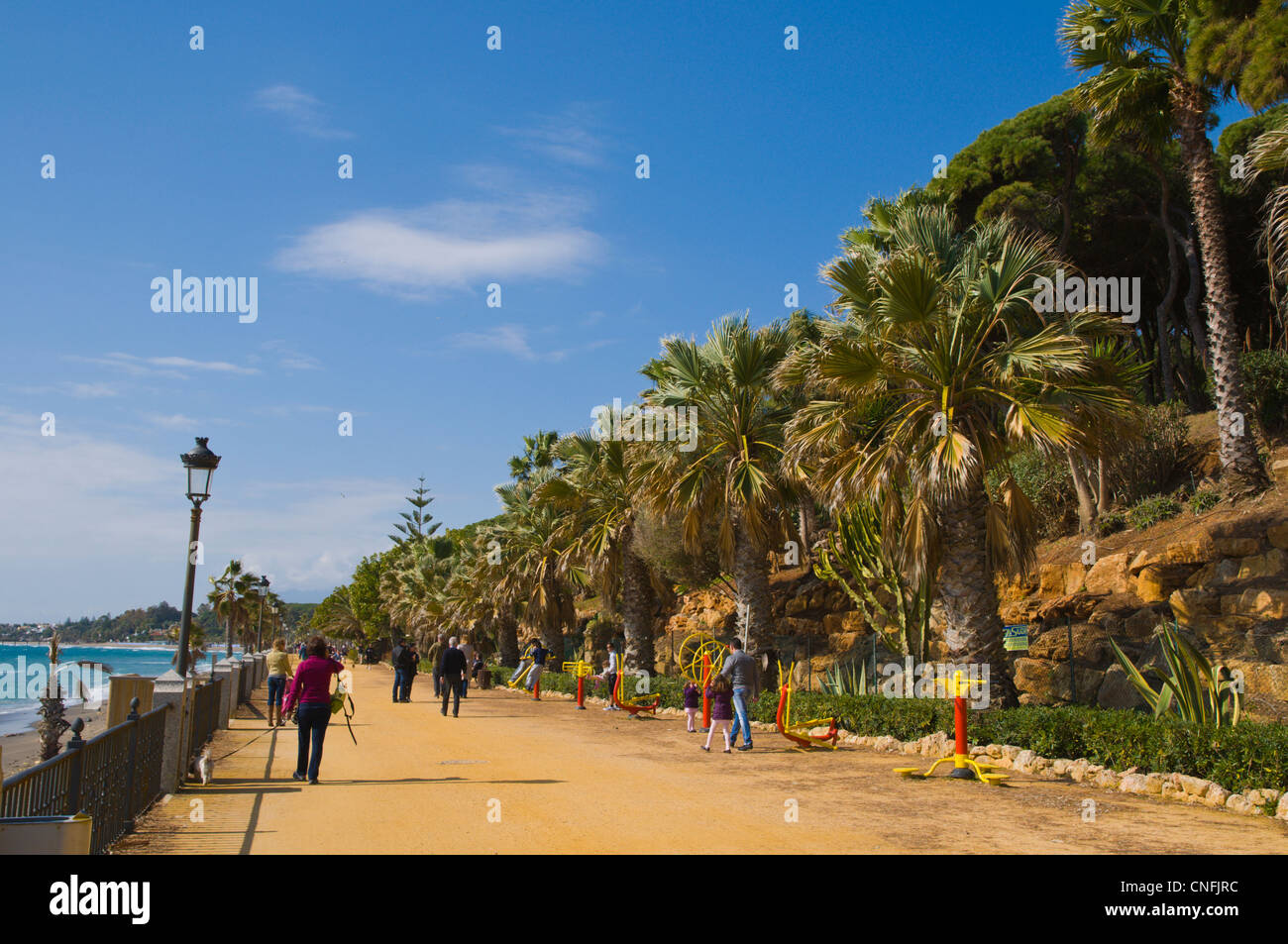 Paseo Maritimo seaside promenade Marbella Andalusia Spain Europe Stock ...