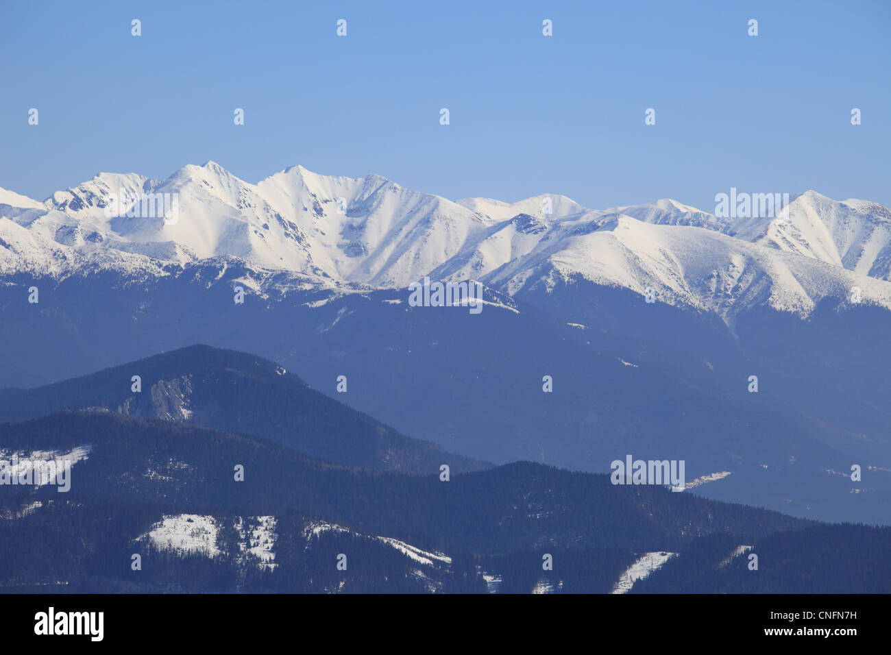 View of the Zapadne Tatry - Rohace from the summit of Velky Choc in ...