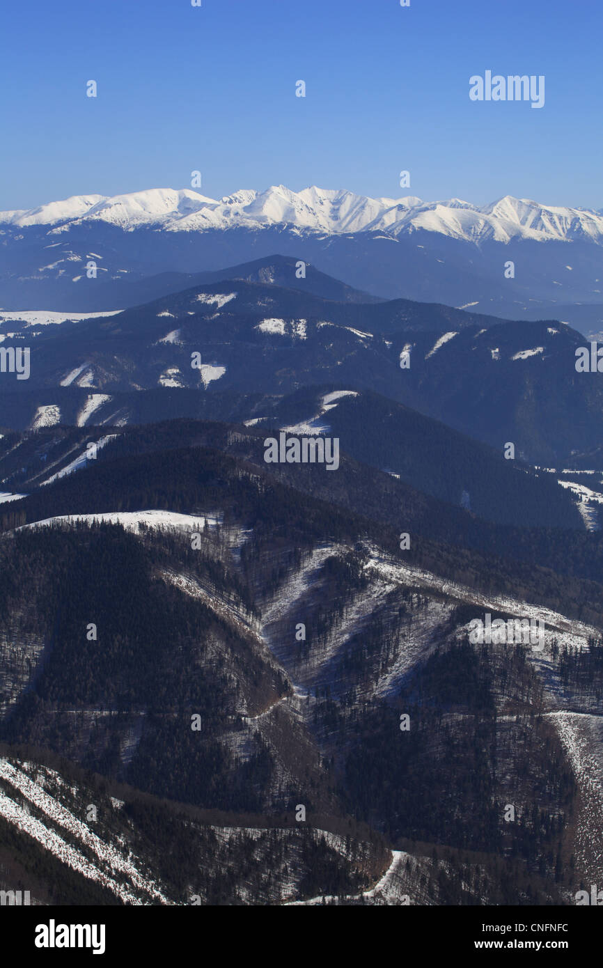 View of the Zapadne Tatry - Rohace from the summit of Velky Choc in ...