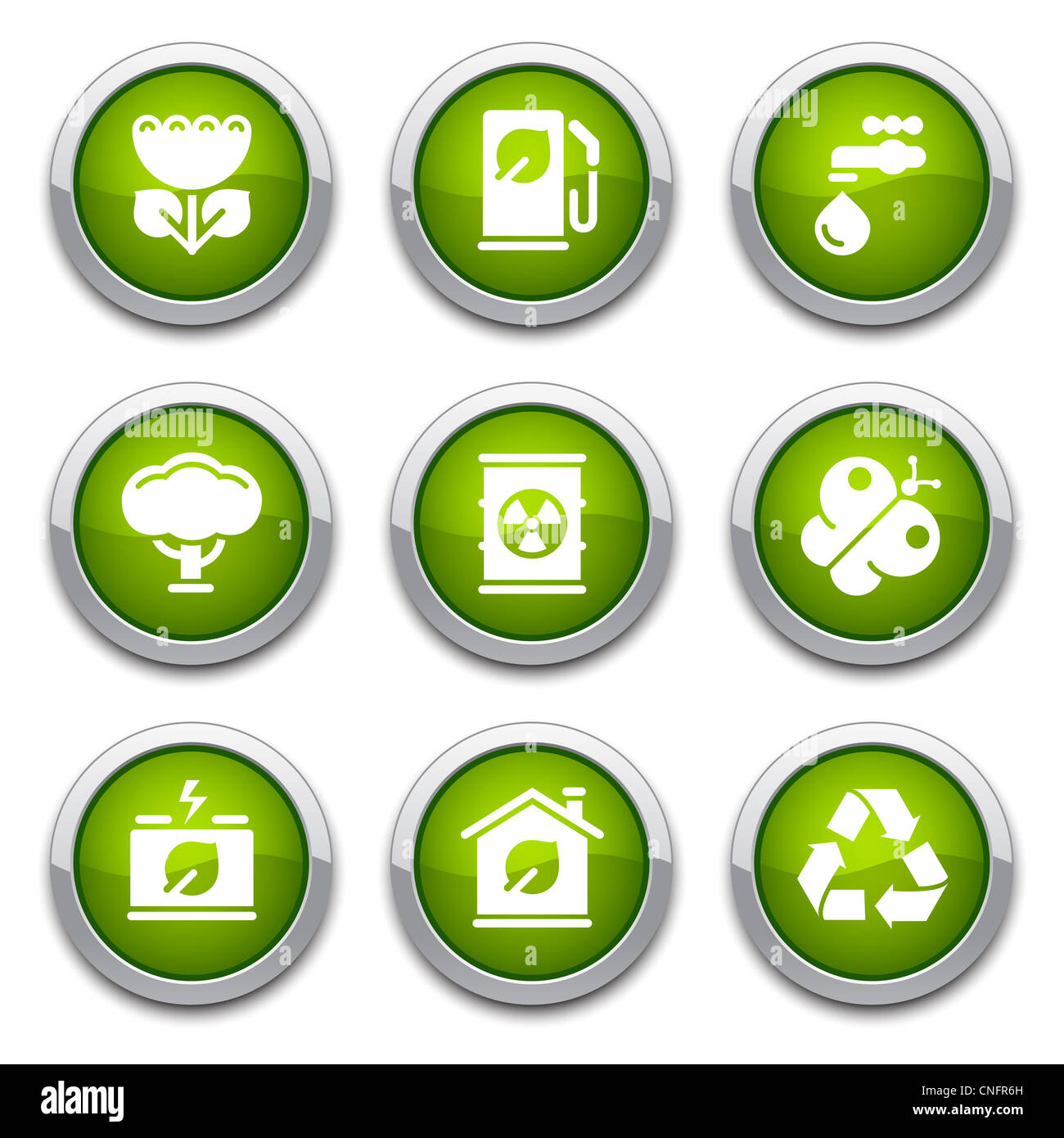 Green shiny environmental buttons for design Stock Photo - Alamy