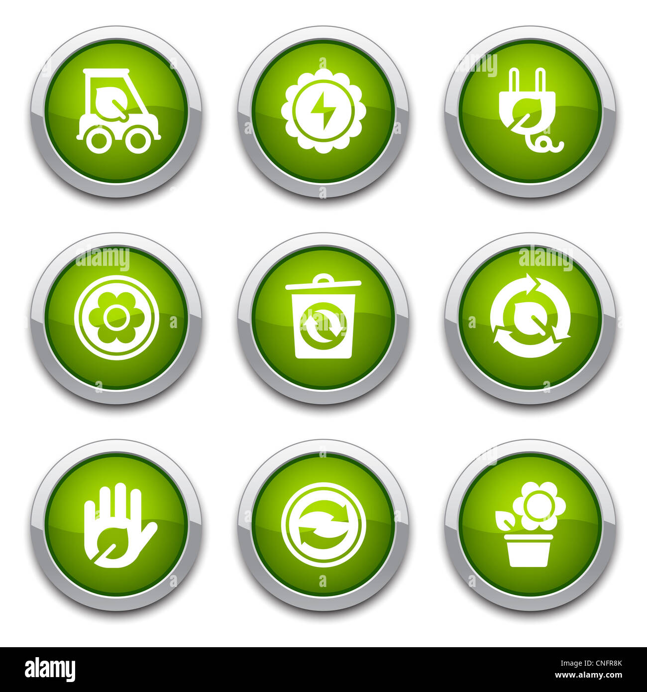 Green shiny environmental buttons for design Stock Photo - Alamy
