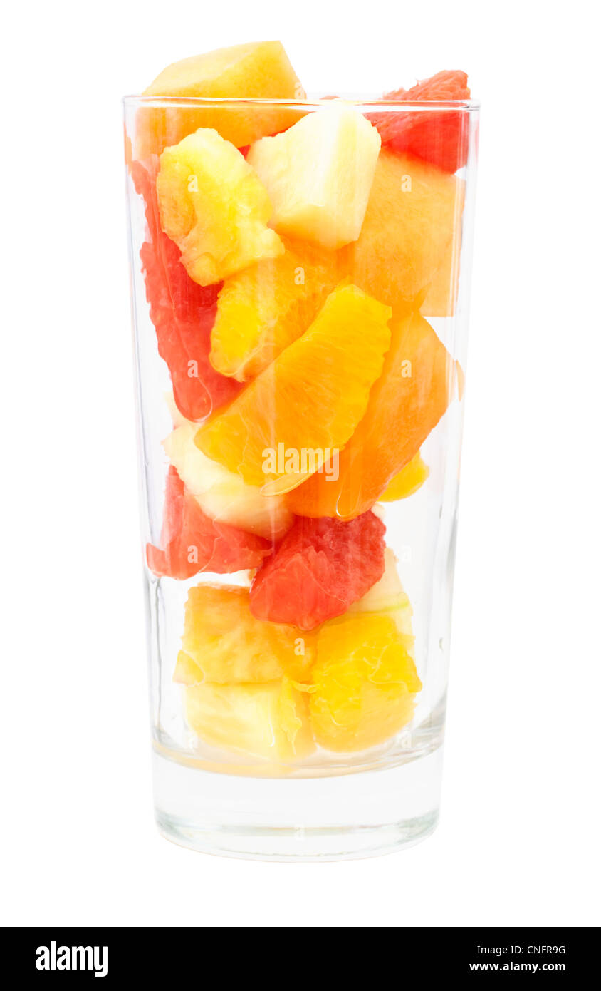 Mix of fruits in glass isolated on white background Stock Photo - Alamy