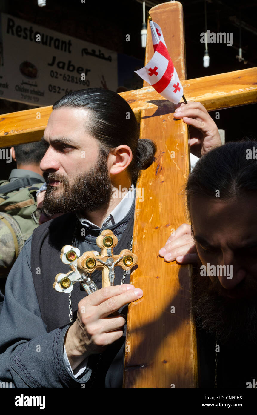 JERUSALEM, ISRAEL - April 13, 2012: Orthodox Good Friday processions on ...