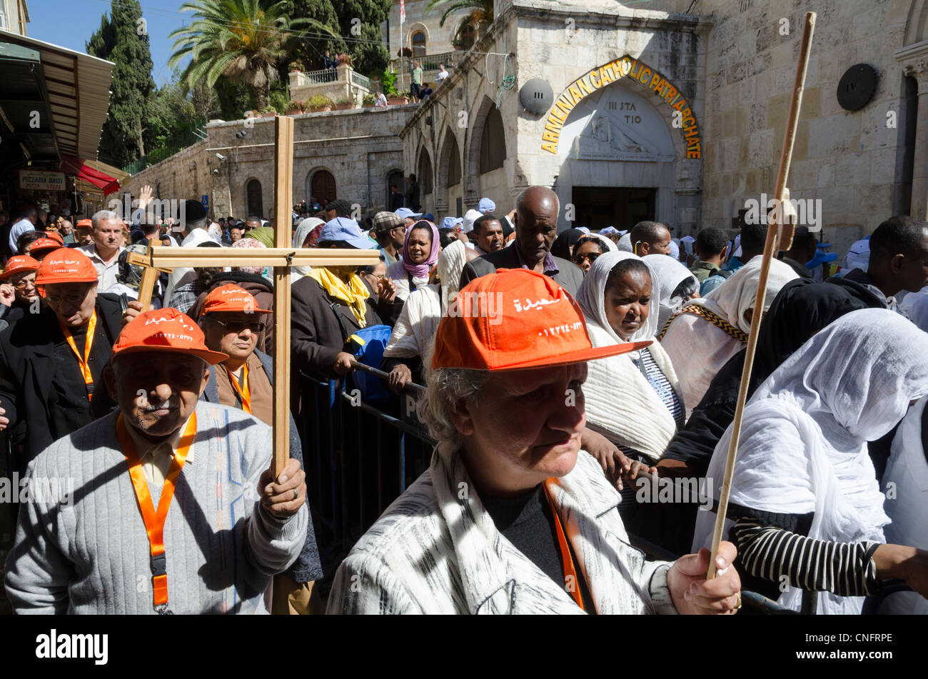 JERUSALEM, ISRAEL - April 13, 2012: Orthodox Good Friday processions on ...