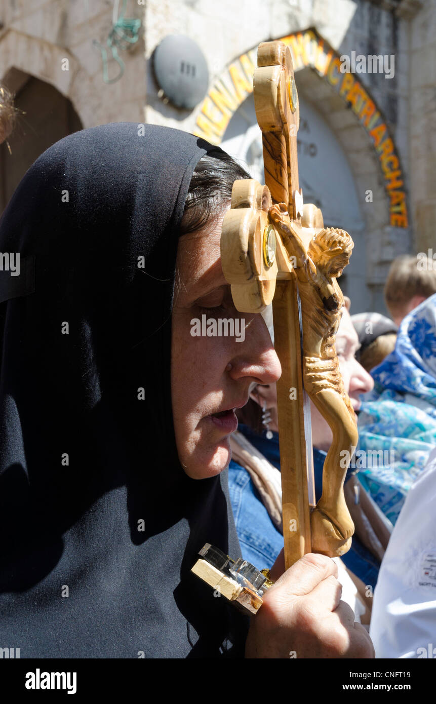 JERUSALEM, ISRAEL - April 13, 2012: Orthodox Good Friday processions on ...