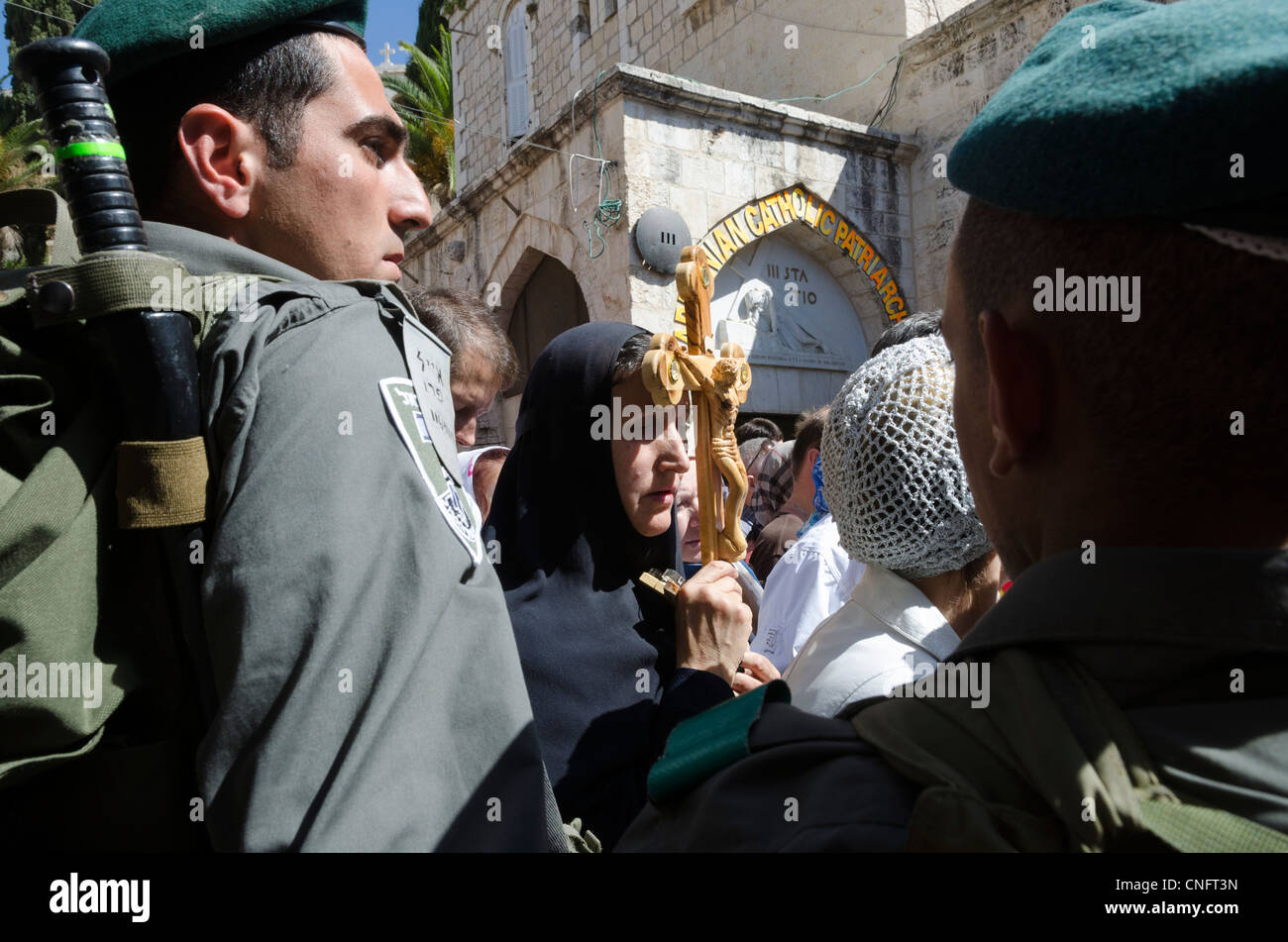 JERUSALEM, ISRAEL - April 13, 2012: Orthodox Good Friday processions on ...