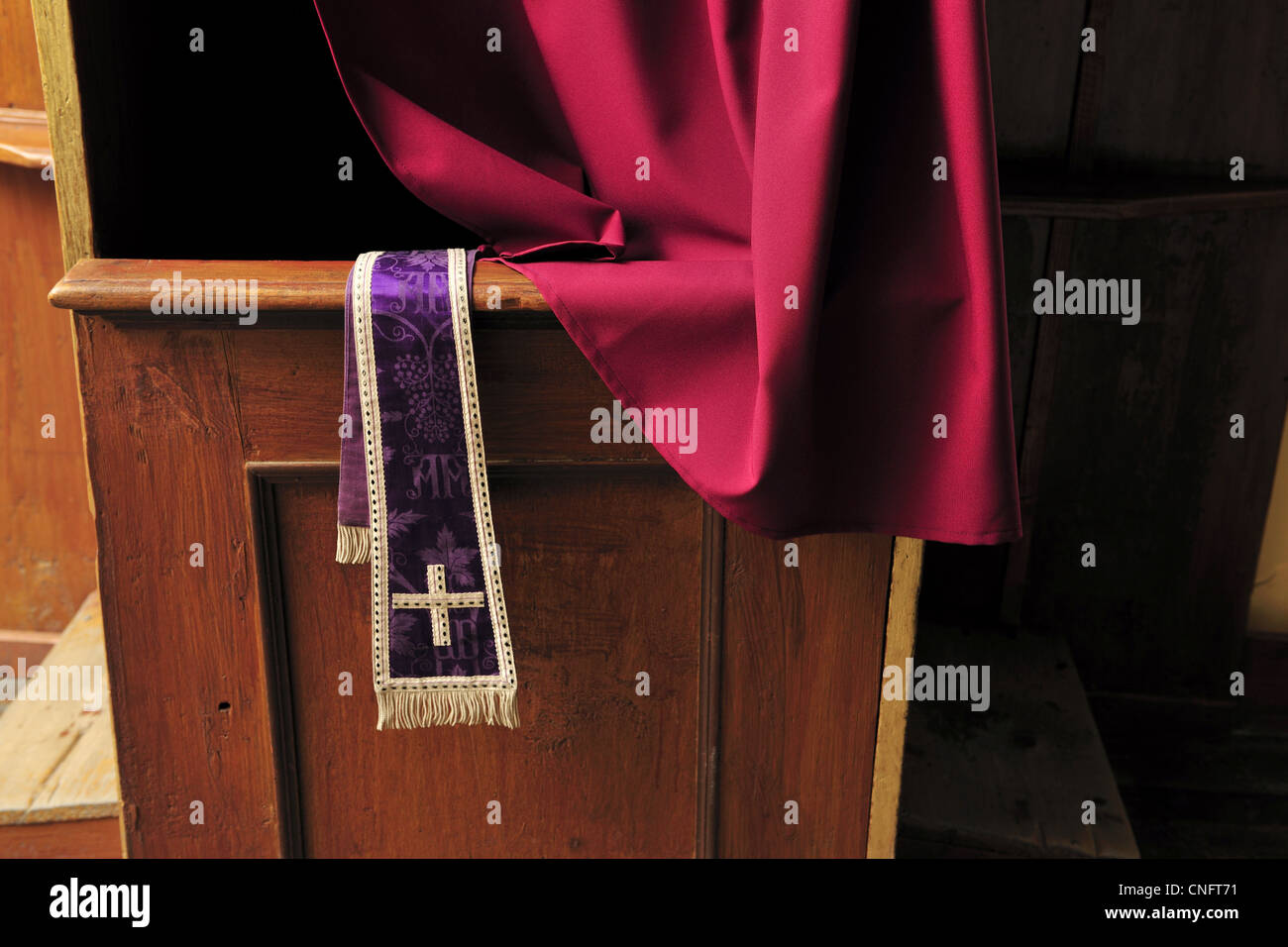 confessional, cross, nobody, priest, religion, stole, confessional ...