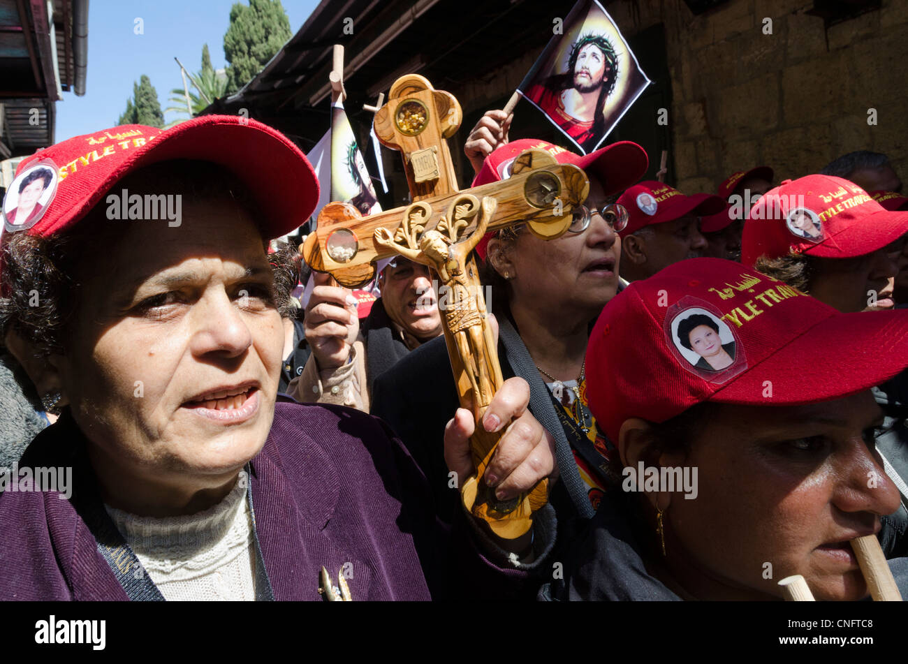 JERUSALEM, ISRAEL - April 13, 2012: Orthodox Good Friday processions on ...