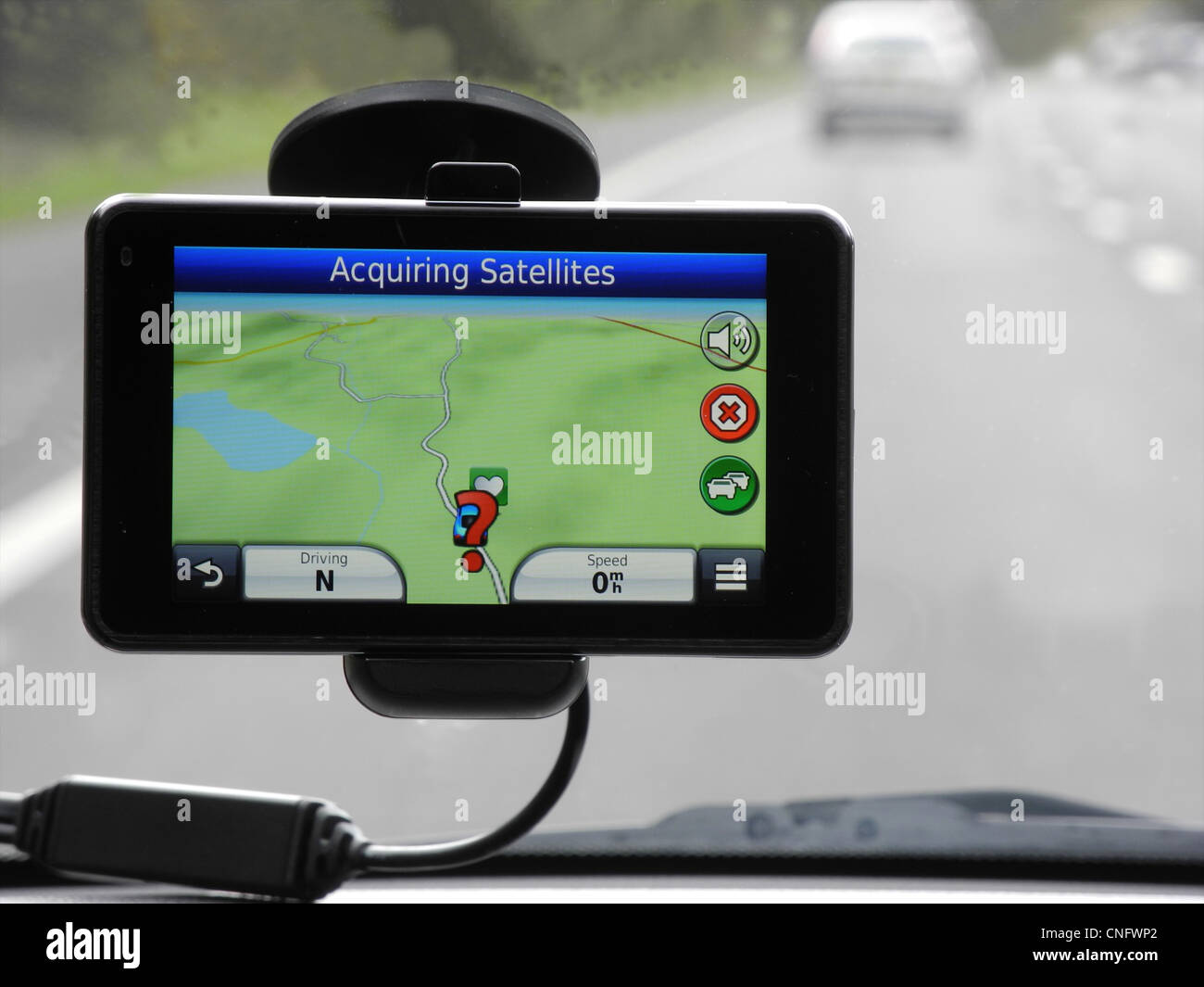 Sat Nav Satelite Navigation unit device working car vehicle Stock Photo ...