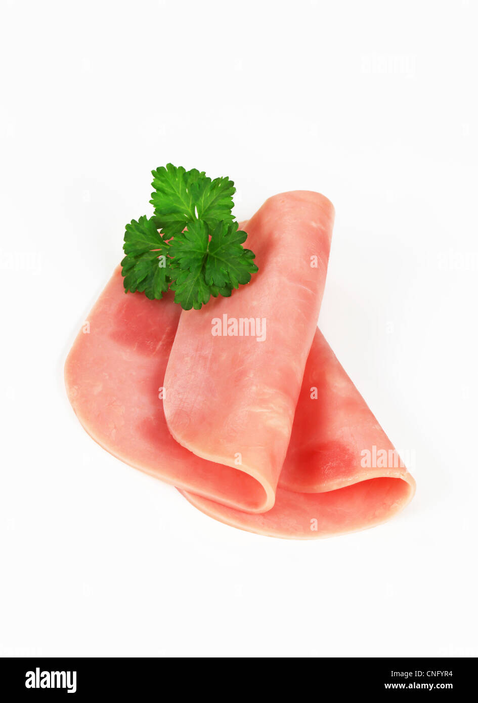 Thin slices of fresh ham Stock Photo - Alamy