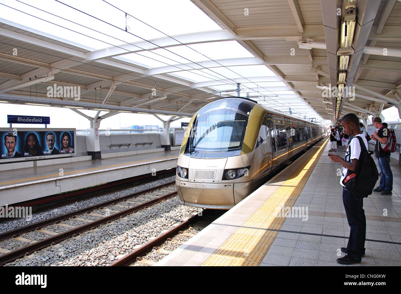 Gautrain train arriving at Rhodesfield Gautrain Station, Rhodesfield ...
