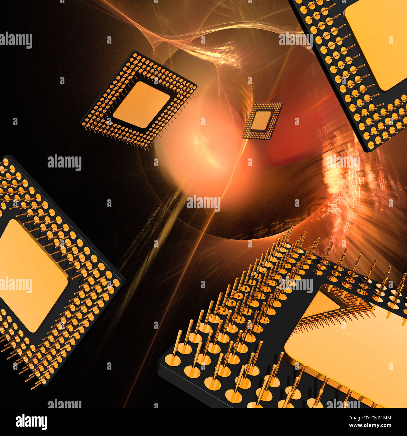 Microprocessor chips artwork Stock Photo - Alamy