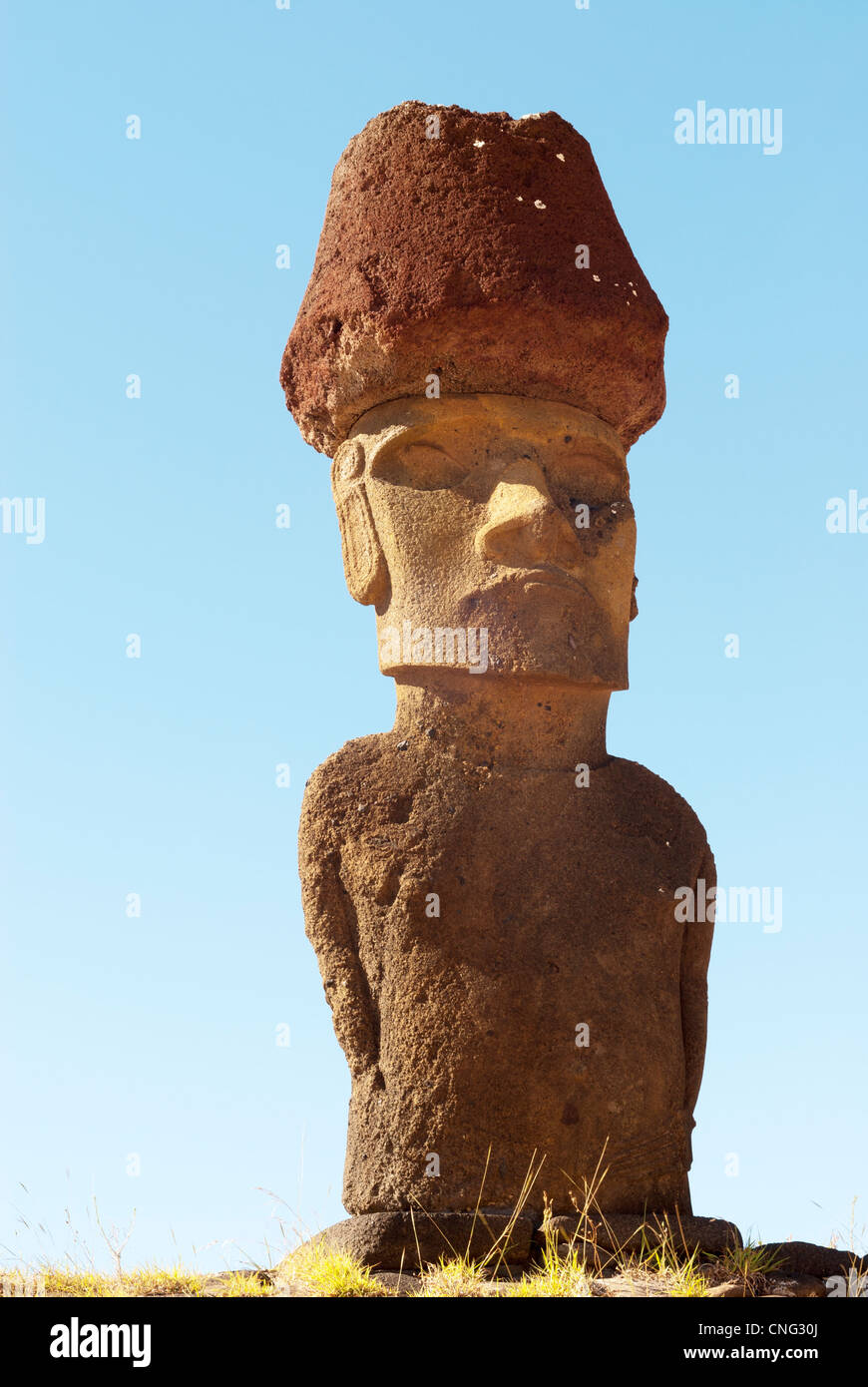 Moai with blue background Stock Photo - Alamy