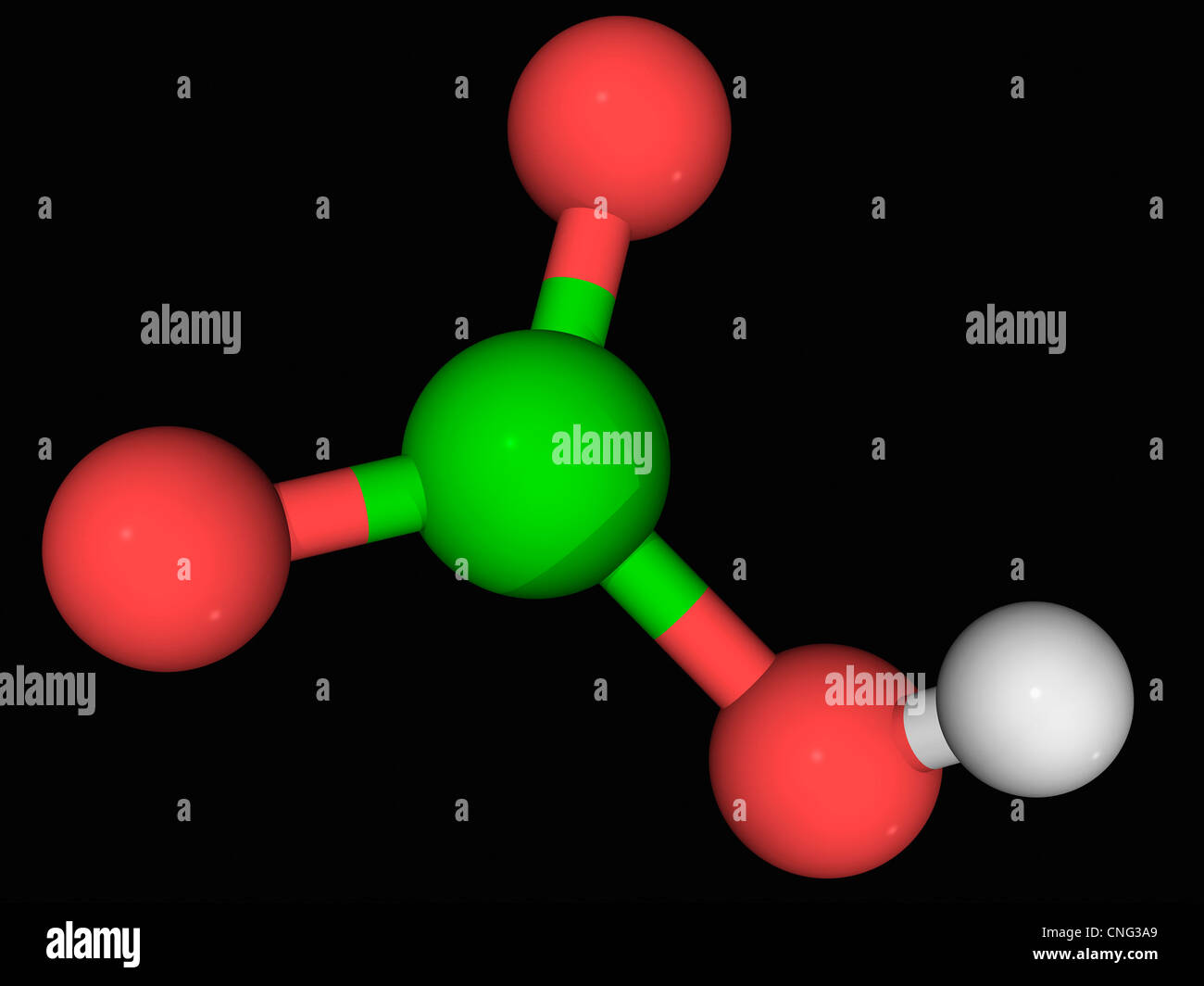 Chloric acid molecule Stock Photo - Alamy