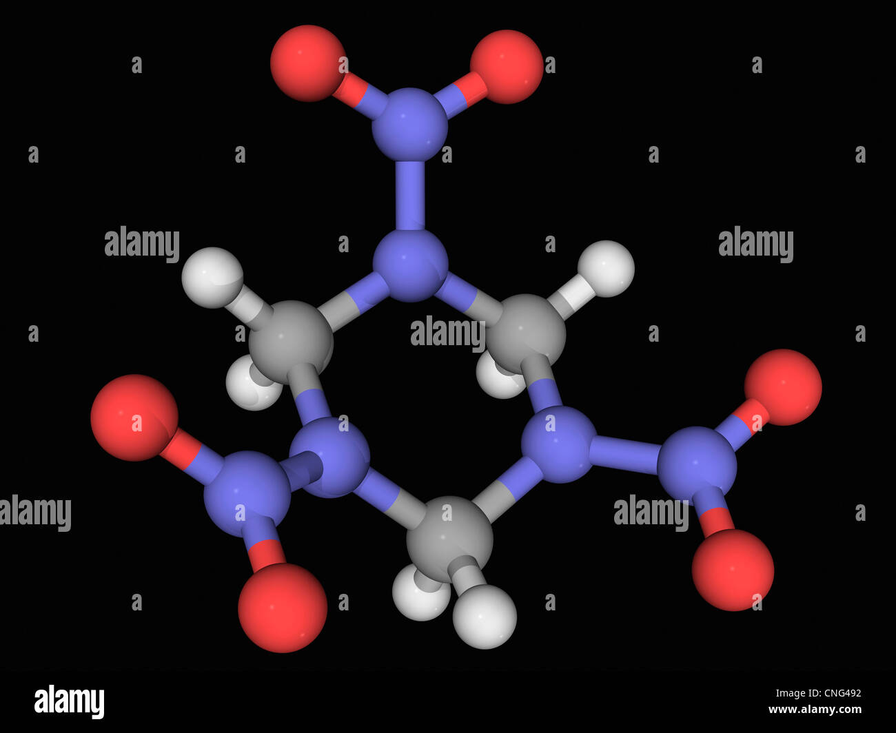 RDX explosive molecule Stock Photo - Alamy