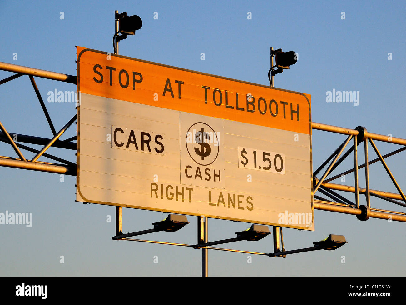 Toll warning sign hi-res stock photography and images - Alamy