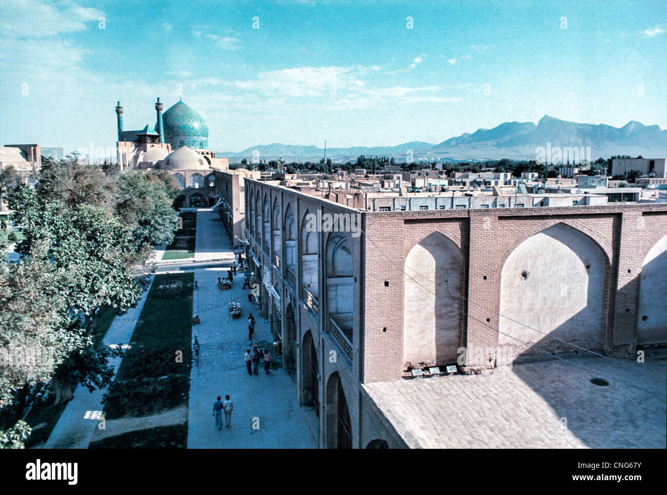 IRAN, ISFAHAN: Beautiful blue mosaic tiled entrance to the Imam Mosque ...