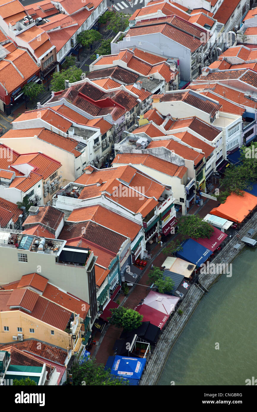 Aerial view of Boat Quay and Singapore River Stock Photo - Alamy