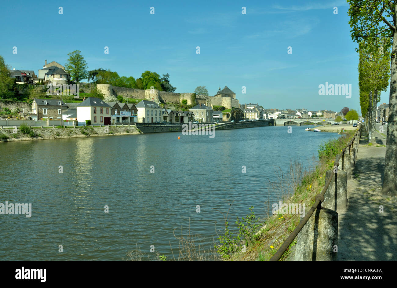 River : "La Mayenne" in Mayenne city, north of the Mayenne Department ...