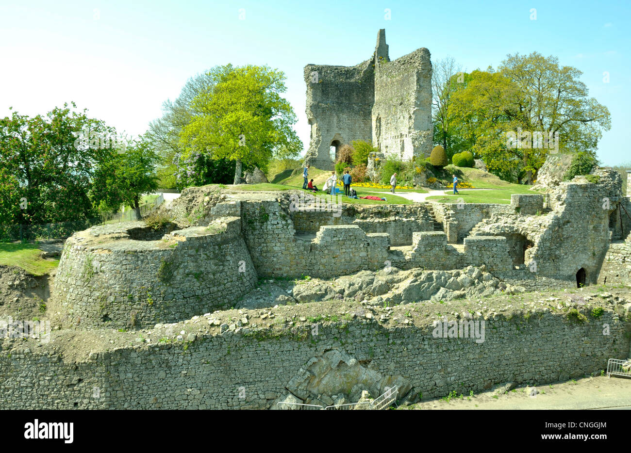 Castel of Domfront at spring, Orne, Normandy, France Stock Photo - Alamy