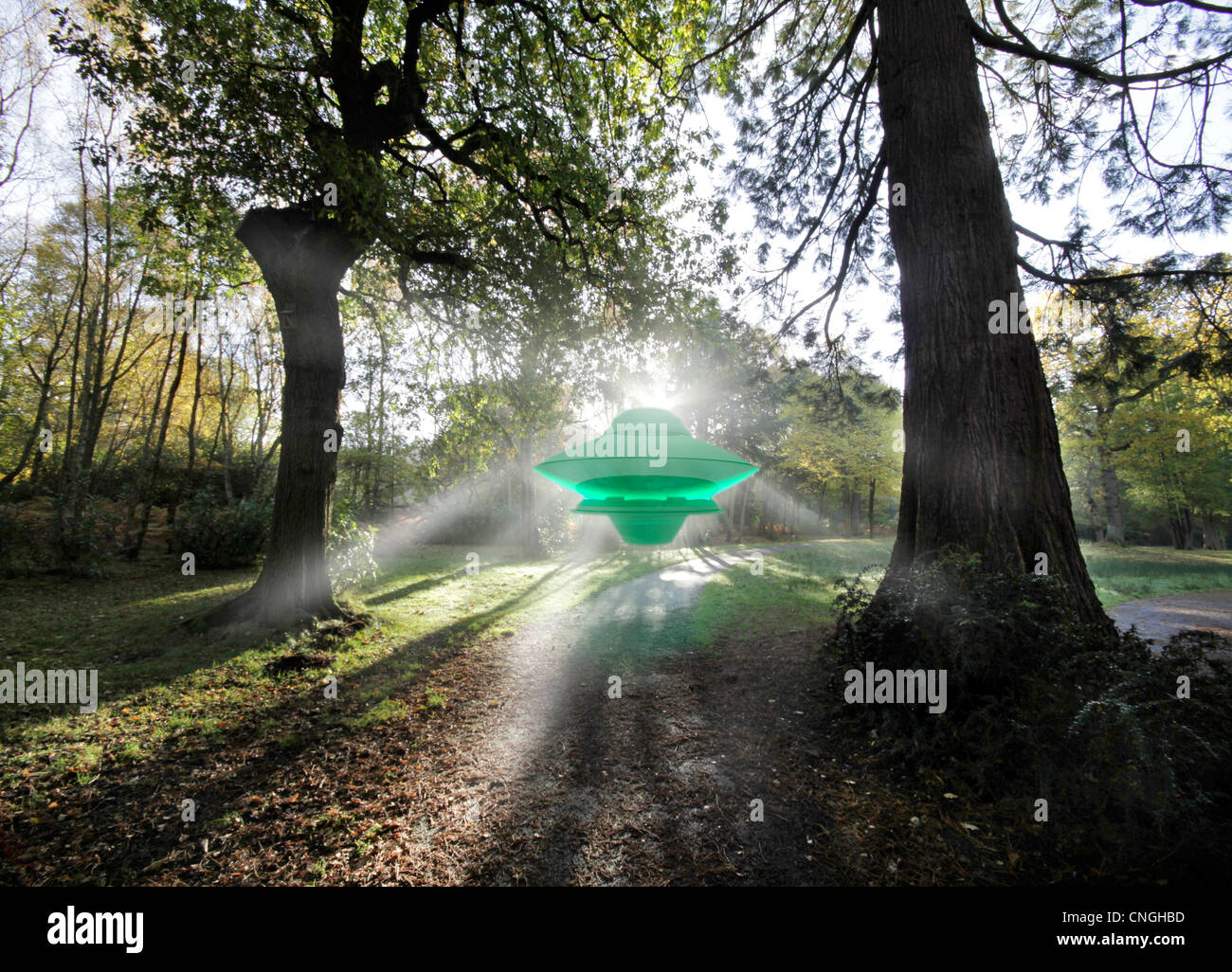 UFO landing on Earth Stock Photo - Alamy