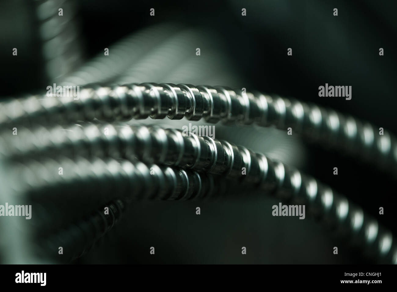 Details of silver hoses in an industrial and technological environment ...