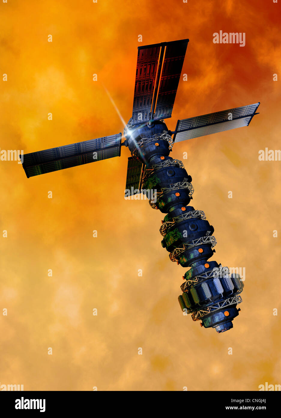 Futuristic space station artwork Stock Photo - Alamy