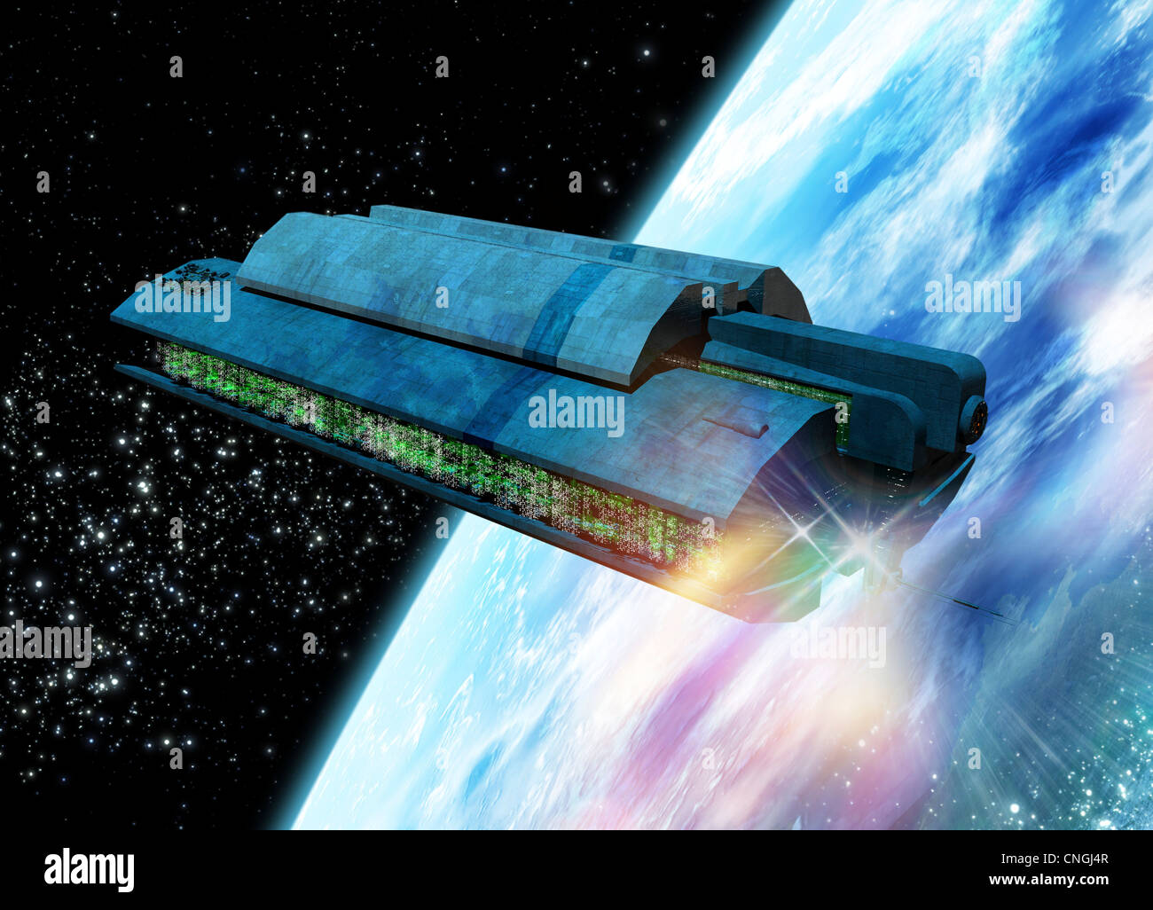 Futuristic space station artwork Stock Photo - Alamy