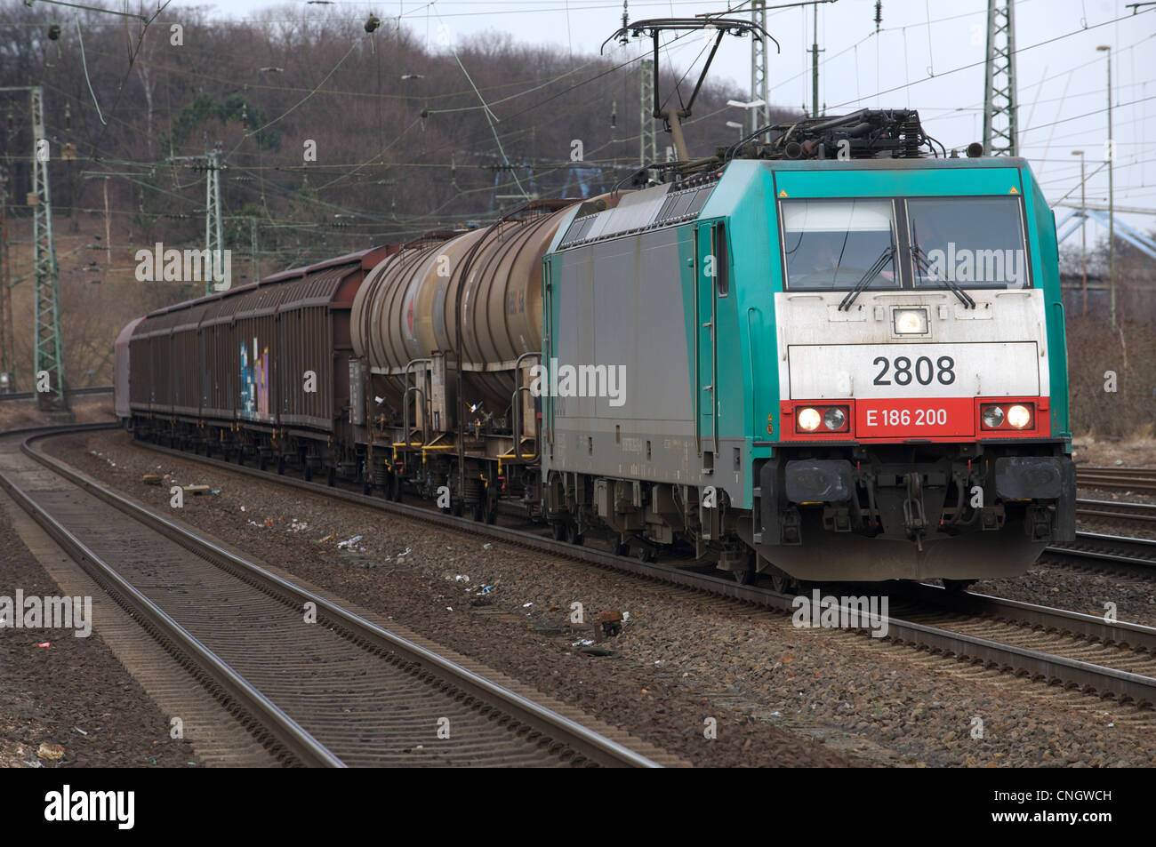 Mixed freight train Germany Stock Photo - Alamy