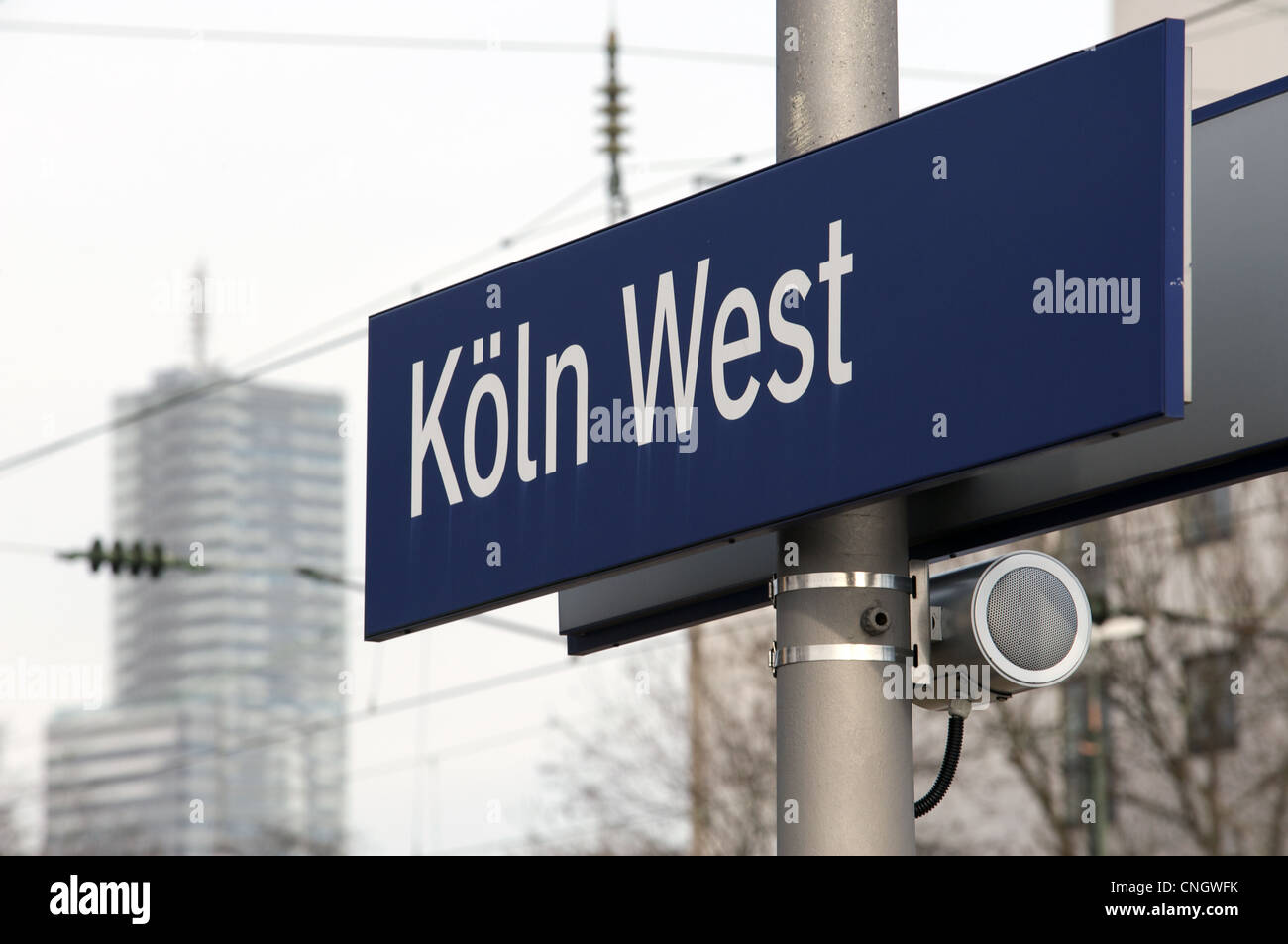 Koln (Cologne) West railway station sign Stock Photo - Alamy