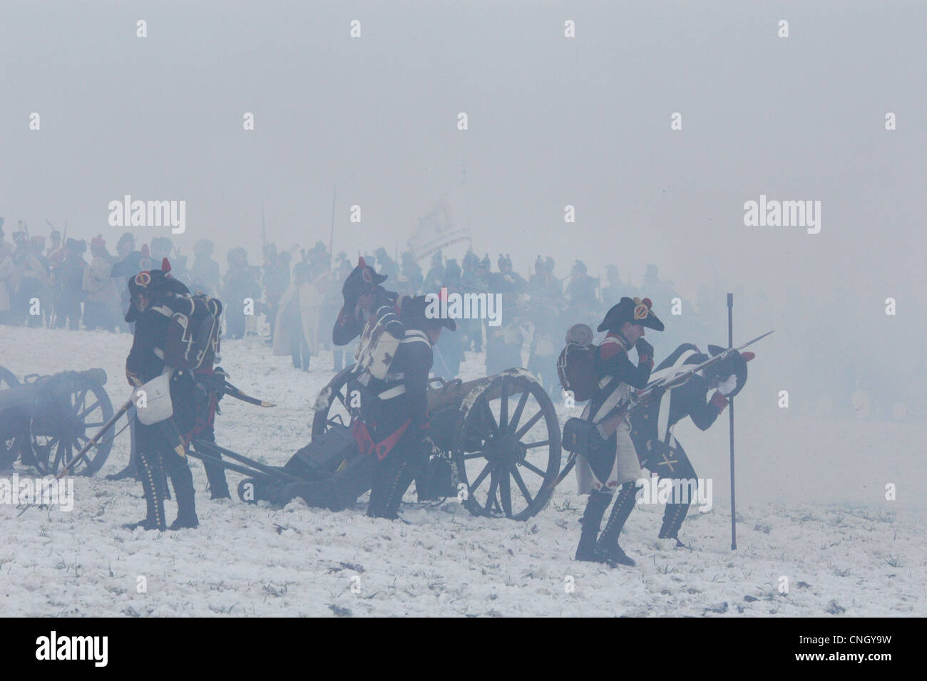 French artillery. Re-enactment of the Battle of Austerlitz (1805) at ...