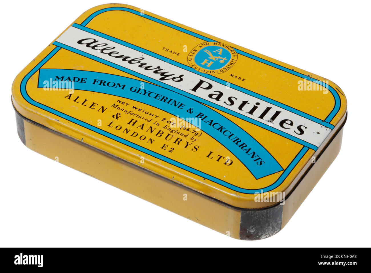 Allenburys blackcurrant pastilles tin box Stock Photo - Alamy